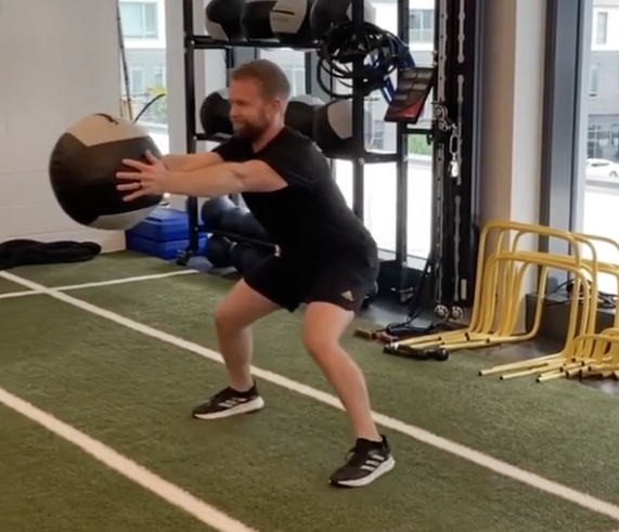 Wide Stance Lateral Push w/ Med Ball - Kevin Neeld